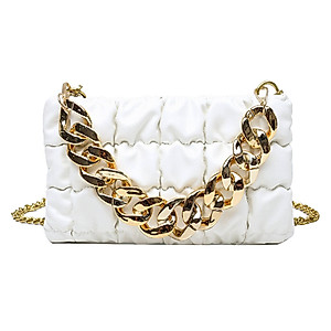 MMKJHNBHQ Pleated Plaid Chain Small Square Bag New Mini Retro Crossbody Shoulder Bag For Women