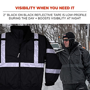 Ergodyne unisex adult Enhanced Visibility for Night Or Low Light Conditions Winter Jacket, Black, Large US
