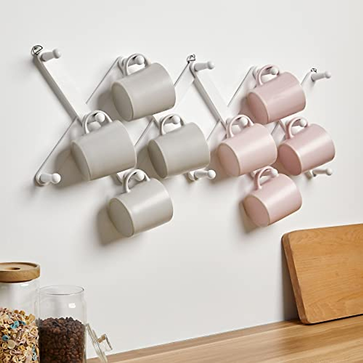 BSFHH Wooden Wall Hanger Expandable Coat Rack Accordion Design 14 Peg Hooks for Hanging Storage Clothes, Hats,Caps,Scarves,Purses,Mug,Towels,Umbrella,Accessories,Mugs,X Shape