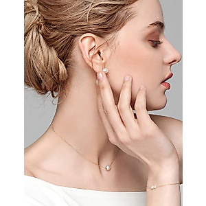 Round Japanese Akoya Pearl Earrings for Women 18k Gold Stud Pearl Earrings with Genuine Cultured Pearls 5.5mm-6mm