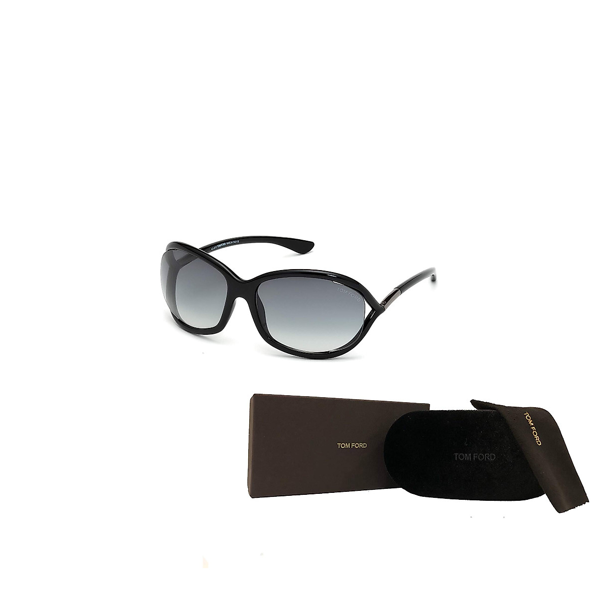 Tom Ford FT0008 Jennifer 48H 61MM Transparent Dark Brown/Polarized Brown Geometric Square Sunglasses for Women + BUNDLE with Designer iWear Eyewear Kit