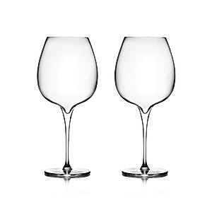 nambe Vie Pinot Noir Wine Glasses | Long Stem Red Wine Glasses for Bordeaux and Burgundy | Set of 2 Clear Glasses | 28 Ounces Each | Designed by Neil Cohen