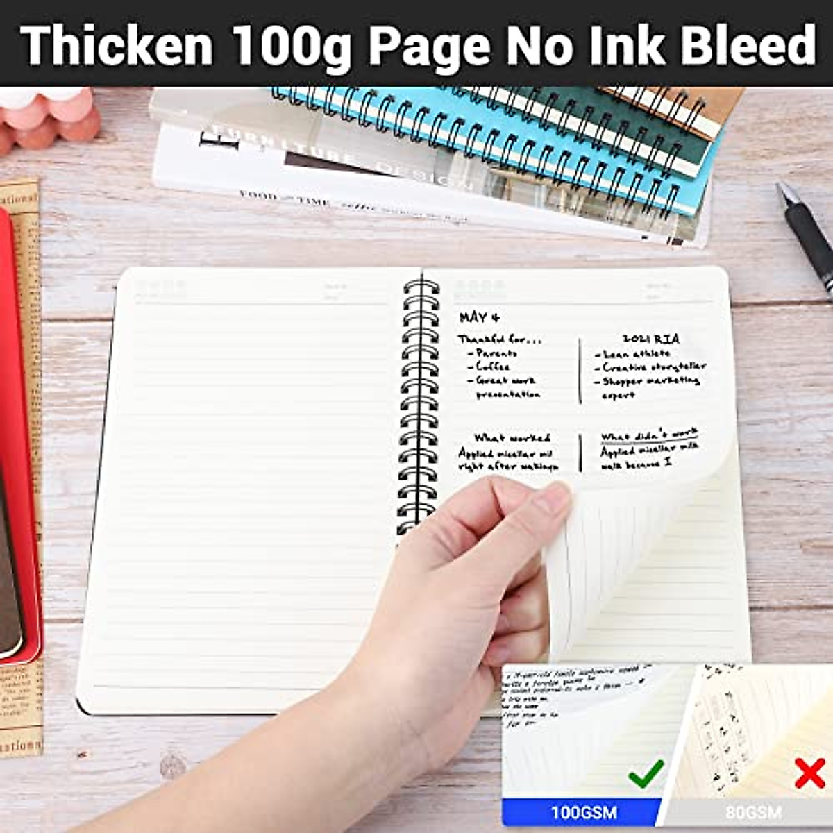 EUSOAR A5 Spiral Notebook, 6 Pack 5.5" x 8.3" 120 Pages Lined Travel Writing Notebooks Journal, Memo Notepad Sketchbook, Students College Office Business Subject Diary Ruled Spiral Book Journal