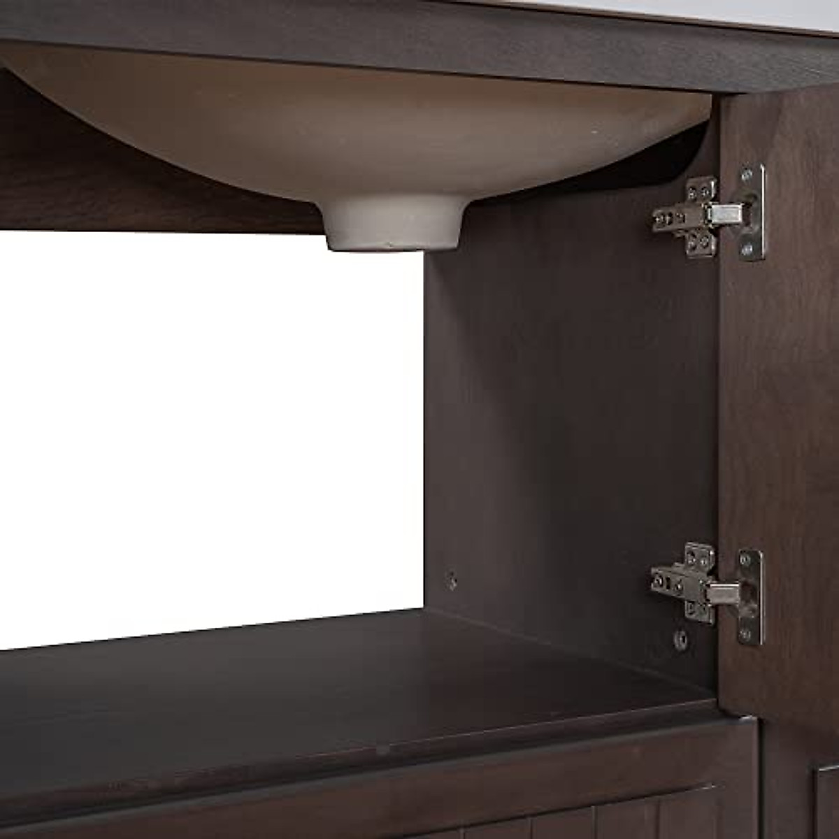 Lifeand, Integrated Combo with White Built-in Ceramic Top & Modern Base Cabinet 36" Bathroom Vanity with Sink, 36'', Brown