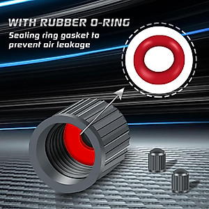 Plastic Tire Valve Stem Covers Schrader Valve Caps Gun-Gray with O-Ring Rubber Seal Wheel Rim Valve Stem Covers Universal for Car SUV Truck Motorcycle Bike and Bicycle (10 Pack)