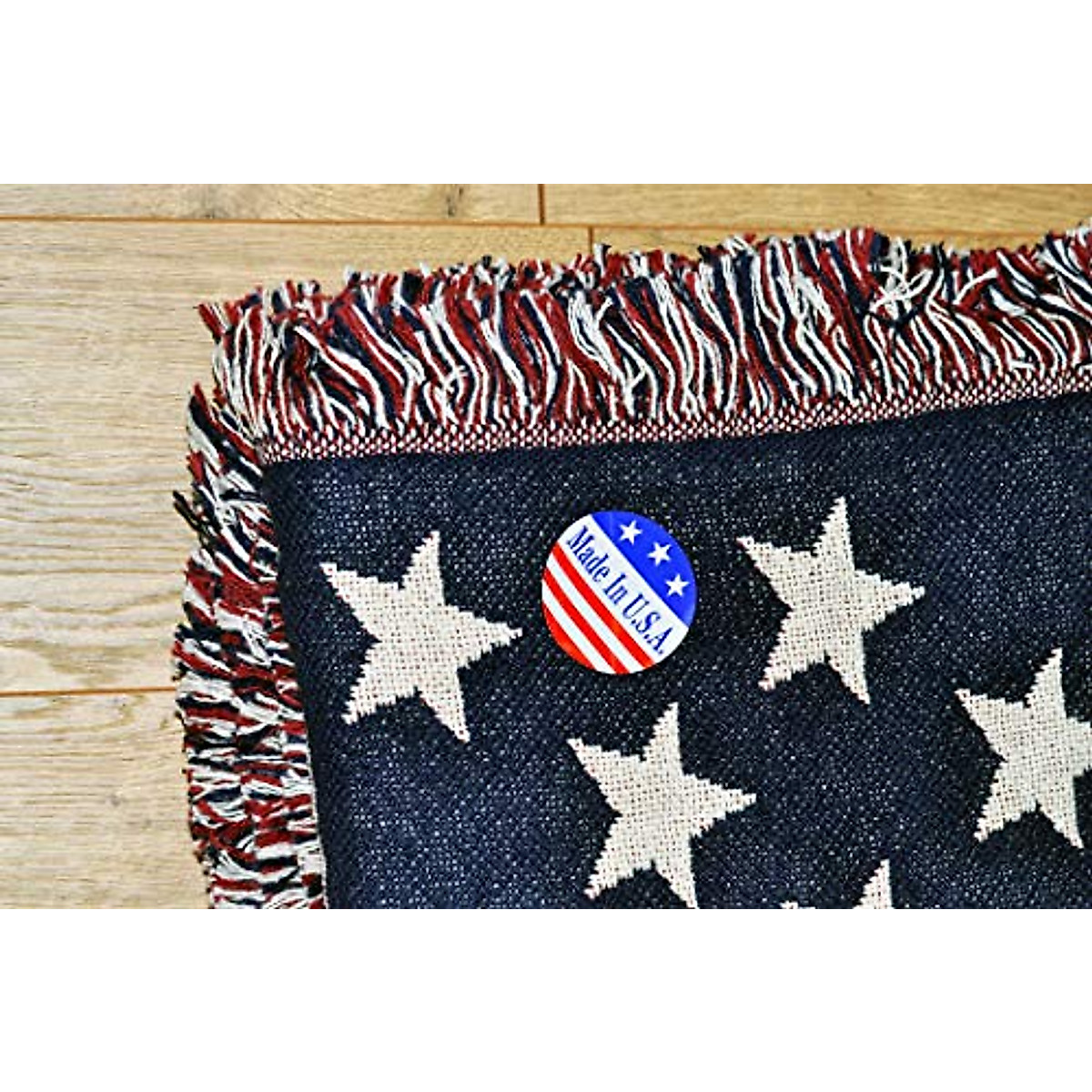 United States American Flag Blanket - Gift Soft Tapestry Throw Woven from Cotton - Made in The USA (69x48)