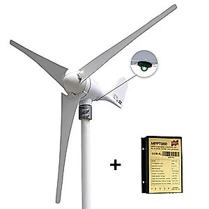 Marsrock Small Wind Turbine Generator AC 24Volt 400W Economy Windmill with MPPT Controller for Wind Solar Hybrid System 2m/s Start Wind Speed 3 Blades(400Watt 24Volt)