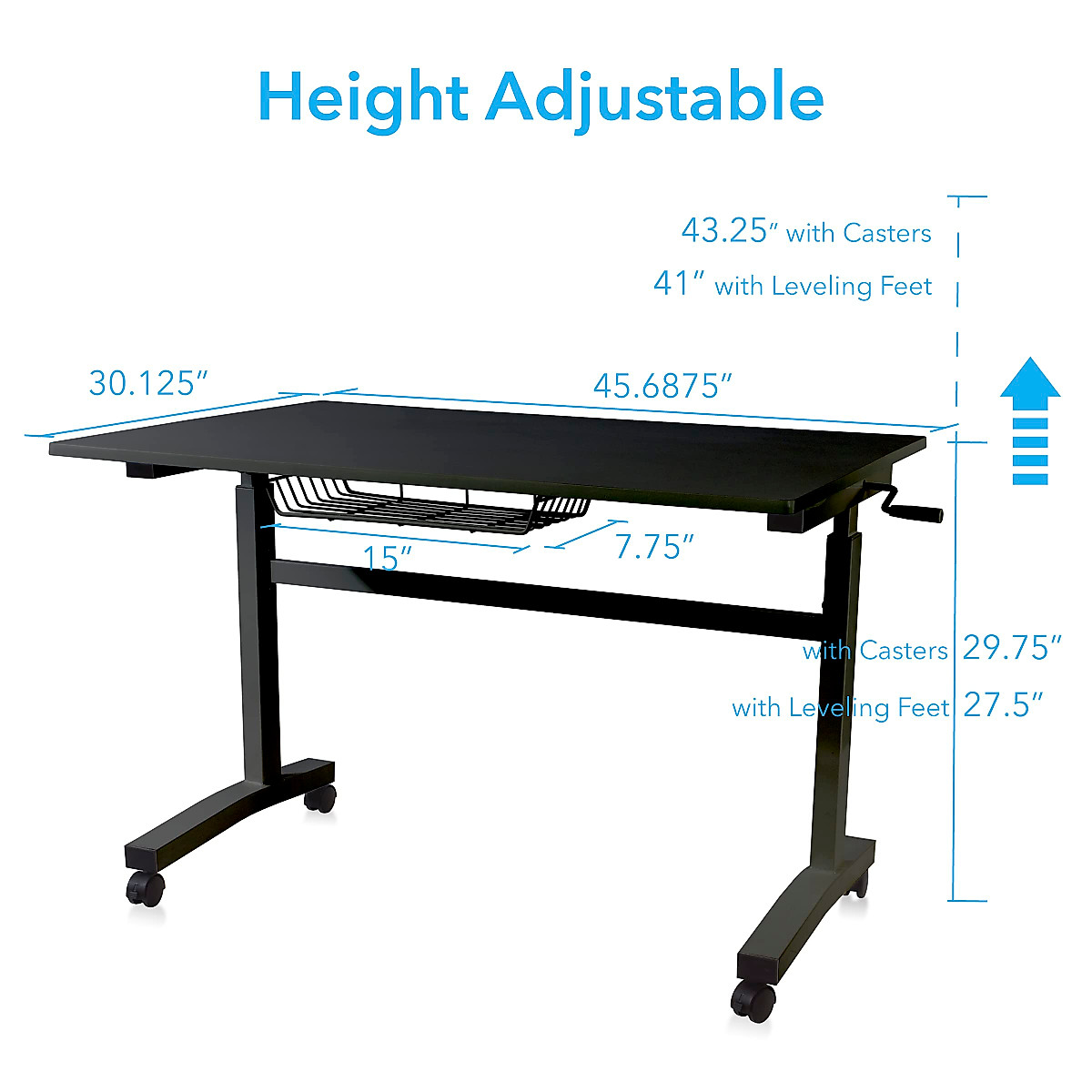 Height Adjustable Standing Desk Large 46 x 30 Inches Sit Stand Up Desk Home Office Computer Desk Memory Preset with T-Shaped Metal Bracket, Black