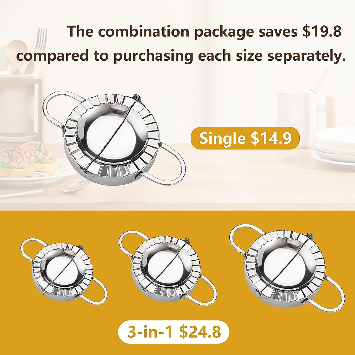 3-in-1 304 stainless steel dumpling maker empanada maker press mini pie maker