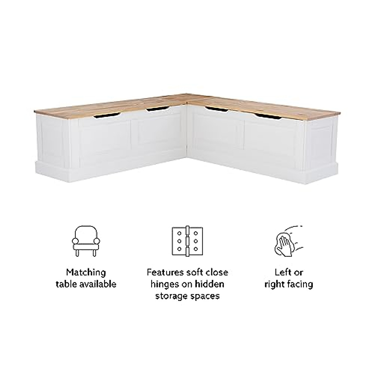 Linon Natural and White 2 Tone Backless Corner Breakfast, Table is NOT Included Harris Nook