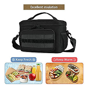 HUNTVP Tactical Lunch Bag for Men Women Adult Insulated Lunch Box Large Durable Leakproof Cooler Tote for Work Office Travel Lunchpail (Black)