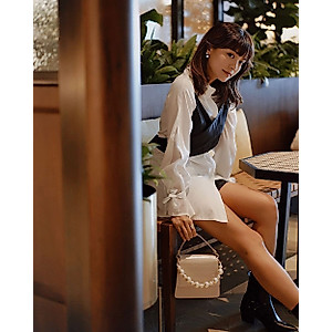 JW PEI Small Top-handle Handbag Vegan Leather Anna Faux Pearl Chain Accessories for DIY Hand bags