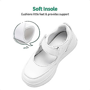 DREAM PAIRS Kids Girls Mary Jane Sneakers Strap Toddler Little Girls School Shoes Soft Walking Party Flat Shoes White Size 10 Toddler SDFS2323K
