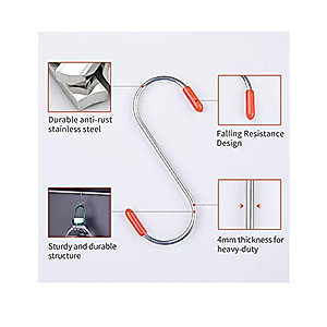 NewFamily 40 Pack S Hooks Stainless Steel for Hanging,Heavy Duty S Shaped Hooks for Hanging Clothes, Metal Hooks for Kitchen,Wardrobe,Work Shop,Bathroom,Garden,Office