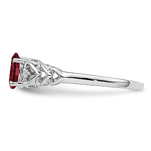 IceCarats 925 Sterling Silver Created Red Ruby Diamond Ring July Birthstone Jewelry Size 5