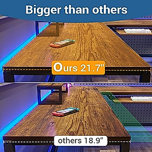 SEDETA 69" L Shaped Gaming Desk, Convertible L Office Desk to Long Computer Desk, Gaming Desk with LED Lights, Corner Desk with File Drawers & Keyboard Tray for Home Office, Rustic Brown