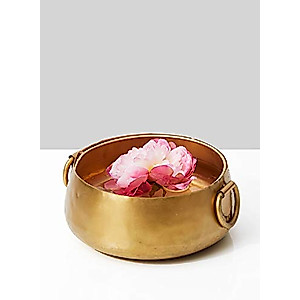 Serene Spaces Living Decorative Gold Iron Handi Bowl, Large Centerpiece Bowl - Traditional Indian Style Urli Bowl for Home, Diwali, Pooja, Potpourri, Measures 3.75" Tall & 9" Diameter