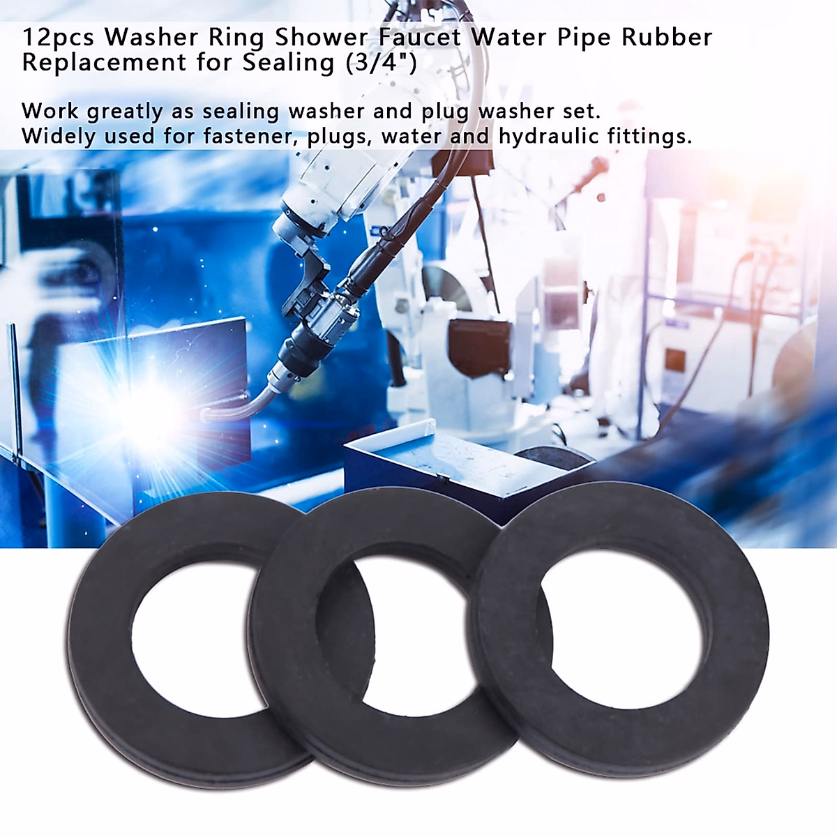 Spare Parts R 12Pcs Washer Ring Shower Faucet Water Pipe Rubber Replacement for Sealing (3/4)