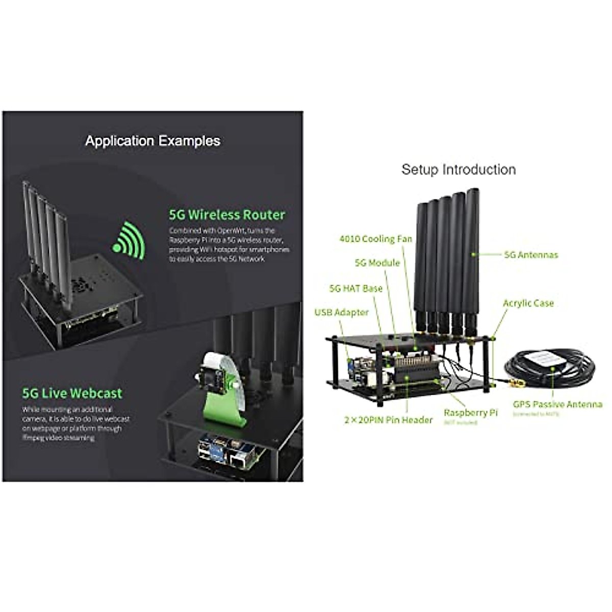 Waveshare SIM8200EA-M2 5G HAT with Antennas 5G/4G/3G Support Snapdragon X55 Onboard Multi Mode Multi Band Applicable for Regions with 5G Sub-6G Signal Coverage