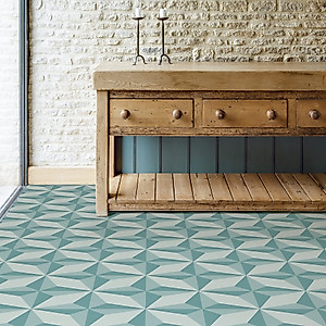 FloorPops Topaz Peel & Stick Floor Tiles, Blue