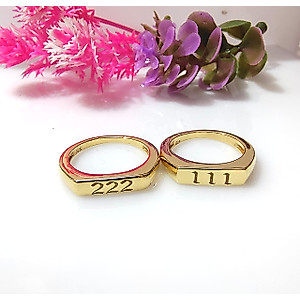 Angel Number Ring, Sterling Silver Personalized Angel Number 111, 222, 333, 444, 555, 666, 777, 888, 999, Custom Number Ring, Angel Number Jewelry (Gold)