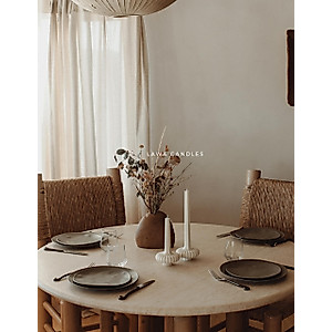 LAWA Set of 2 Pumpkin Base Candle - Beautiful Handmade Pillar Unscented Soy Wax Candle Elegant Aesthetic Vase Candle Housewarming Gift Home Room Shelf Decor Idea White