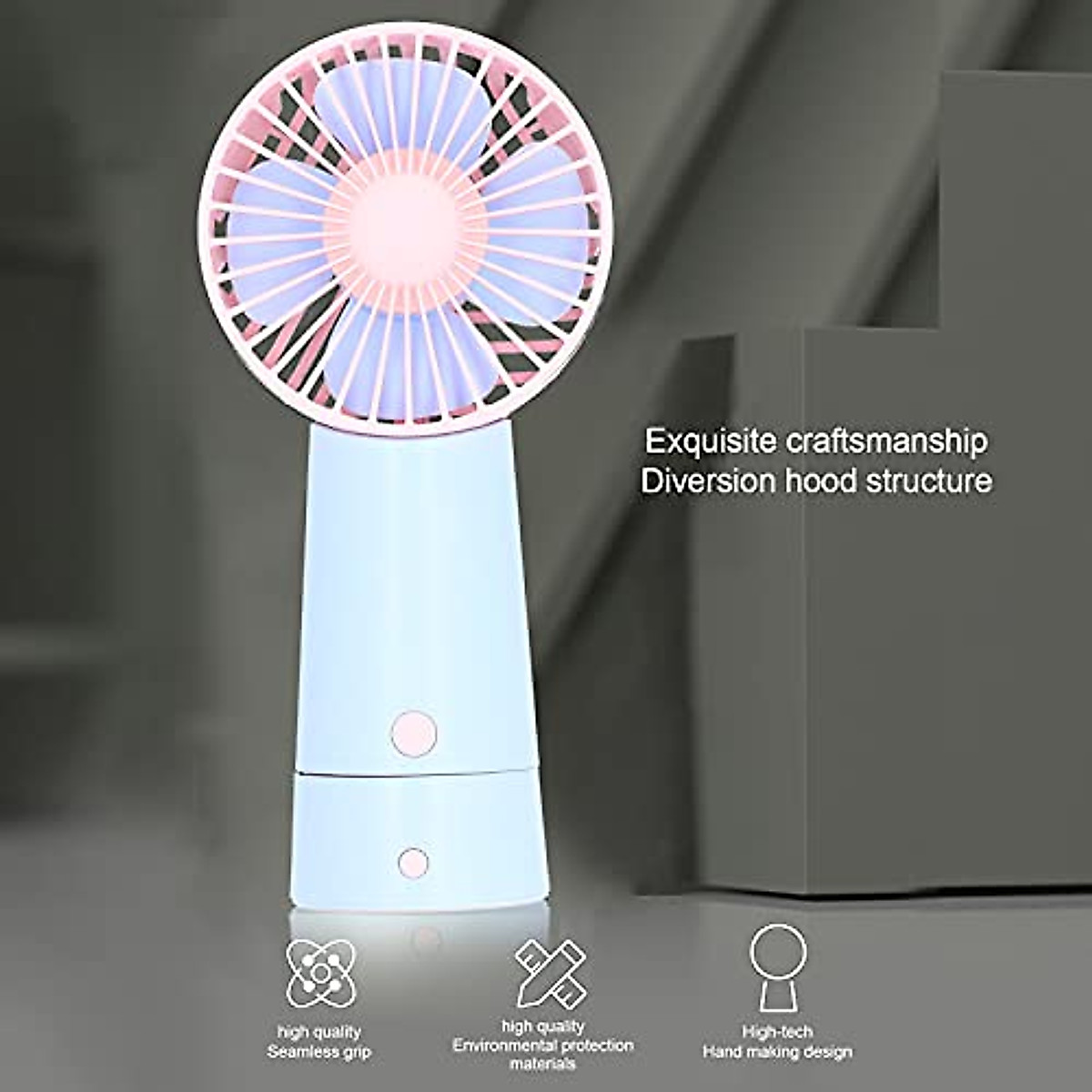 plplaaoo Magnetic Suction Hand Held Fan, Personal Cooling Fan, 90 Degree Shaking Small Desktop Fan, Adjustable USB Charging Electric Fan with Battery, Handheld Fan for Dormitory Office Home