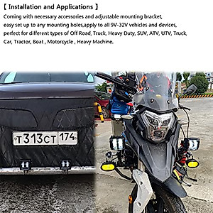 SufeMotec 6D 3 Inch Yellow Led Fog Light, 12V 24V Flood Beam 4x4 Offroad Driving Lights, Led Work Pods Light for Motorcycle ATV UTV SUV Car Truck Pickup (Pack of 2)