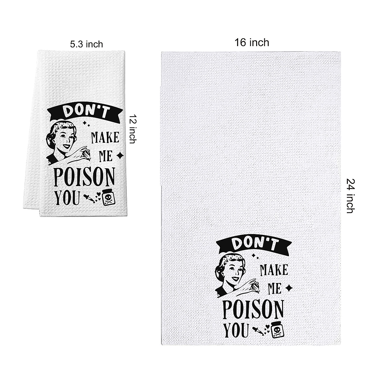 XIKAINUO Don’t Make Me Poison You - Waffle Cotton Kitchen Towels Hand Towel, Kitchen Decor Towel Flour Sack Towel Dish Towel for Woman Mom Grandma Aunt Christmas New Home Housewarming Gifts