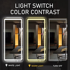 EVDINO 40"x 18" LED Lighted Wall Mounted Mirror, Full-Length with Lights, Over The Door Hanging Vanity Makeup Dressing Body Mirror for Bedroom Cloak Room