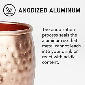 ARORA Moscow Mule Mugs set of 4,Aluminum Hammered Handcrafted Cups for Cocktail Drink, Beer Bar Party Gifts-Copper Color 19oz