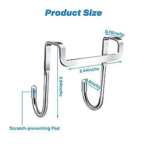 2 Pack Shower Door Hooks 304 Stainless Steel with 1M Nano Tape, Jcabin Over Shower Glass Door Hooks for Bathroom Frameless Glass Shower Door for Hanging Clothes, Towel - Silver