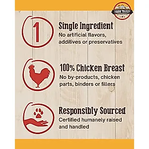 Farm To Pet Chicken Chips for Dogs - Single Ingredient All Natural Dog Treats for Small, Medium, & Large Dogs | Healthy Dog Treats with Human Grade, Free Range Chickens, 4 oz.