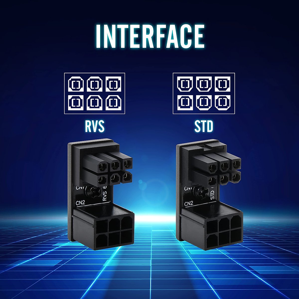 EZDIY-FAB GPU VGA PCIe 6 Pin U Turn 180 Degree Angle Connector Power Adapter Board for Desktop Graphics Card-Standard+Reverse Type 2-Pack