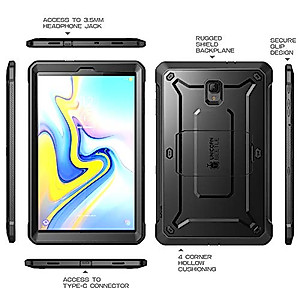 SUPCASE Full-body Rugged Case for Galaxy Tab A 10.5 with Built-In Screen Protector Kickstand Hybrid Case for Samsung Galaxy Tab A 10.5 (SM-T590/T595/T597) 2018 Release- Unicorn Beetle Pro (Black)
