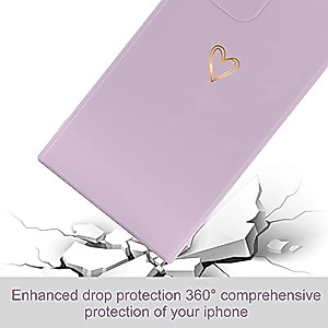 Wirvyuer for Samsung Galaxy S22 Ultra Case Cute Slim Shockproof Phone Case with Wireless Charging Support and Protection, Purple