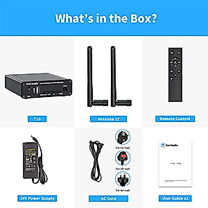 Fosi Audio T10 2.1CH WiFi(Support Airplay 1 and Spotify) TPA3116 Bluetooth 5.0 Stereo Receiver Amplifier 24bit 192 kHz 2.4G Wi-Fi Routing Module Wireless Multiroom/Multi-Zone Audio Amp 100Wx2