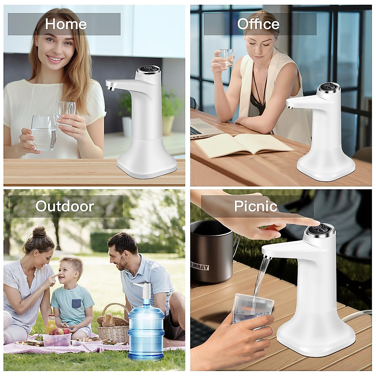 YALAMI Silver with White Accents Modern 600 milliliters Countertop Corded Electric Water Dispenser