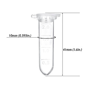 zoomto 2ml Microcentrifuge Tubes 1000PCS,Centrifuge Tubes with Attached Lid,Clear Round Micro Centrifuge Small Sample Bottle Vials Container for Lab,Plastic Lab Snap Tubes,[2ml, 2 Bag Packs,1000PCS]
