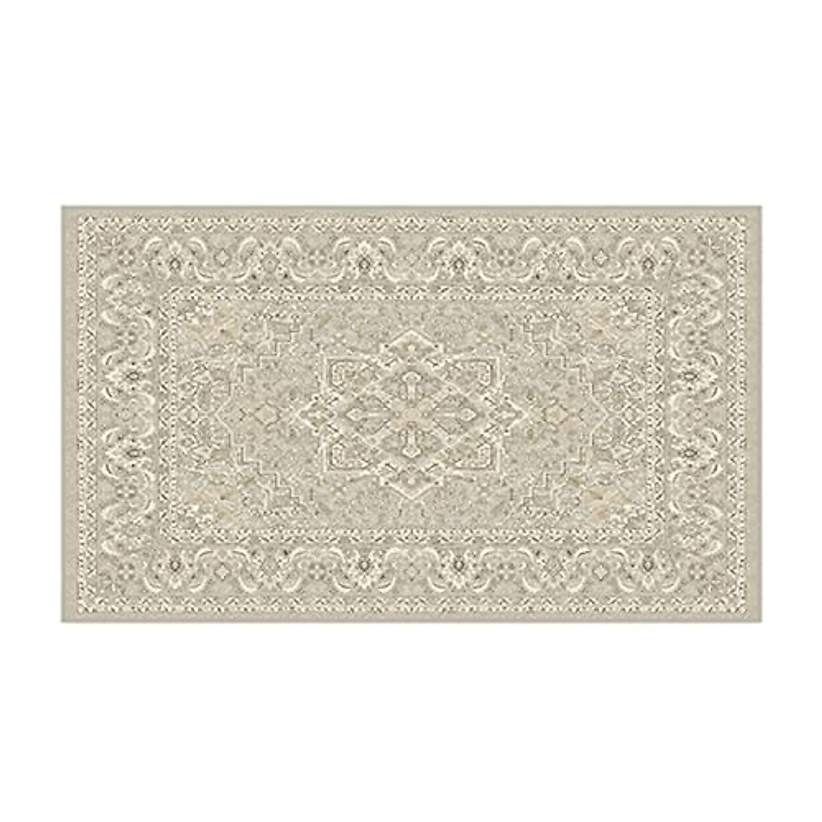 RUGGABLE Hendesi Heriz Washable Rug - Perfect Vintage Area Rug for Living Room Bedroom Kitchen - Pet & Child Friendly - Stain & Water Resistant - Cream 3'x5' (Standard Pad)