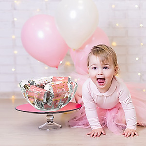 Baby Shower Candy Wrappers, Shower Mini Candy Bar Miniatures Wrappers Chocolate Bar Label Stickers for Boys Girls Kids Baby Shower Decor (No Candy)(Pink Girl Style, 90 Pieces)