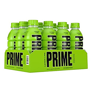 Prime Hydration Drink Sports Beverage"LEMON LIME," Naturally Flavored, 10% Coconut Water, 250mg BCAAs, B Vitamins, Antioxidants, 835mg Electrolytes, 20 Calories per 16.9 Fl Oz Bottle (Pack of 12)