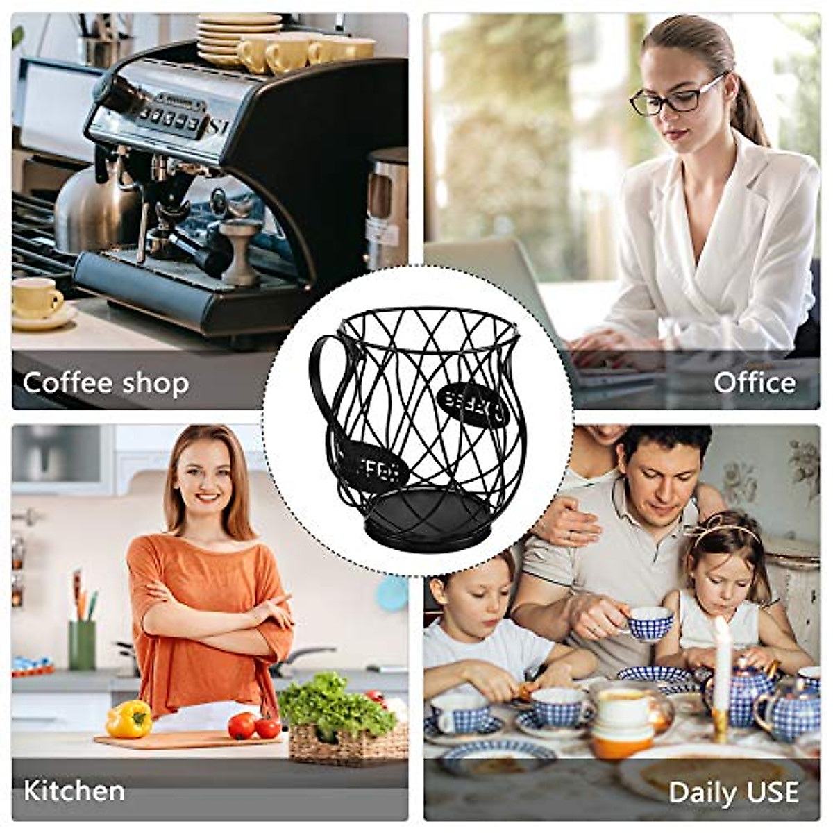 Cabilock Iron Coffee Pod Holder K Cup Holder Organizer Mug Kpod Container Cup Keeper Coffee Mug Fruit Storage Basket