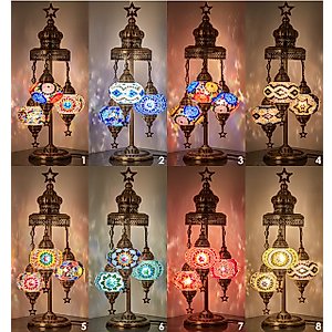 DEMMEX (16 Colors) 2020-3 Big Globes Magnificent Handmade Turkish Moroccan Mosaic Tiffany Table Desk Bedside Lamp Lampshade Night Accent Mood Light for North American Use, 31" Height (Customizable)
