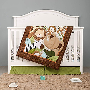 Brandream Fun Forest Lion Elephant Crib Bedding Sets for Baby Boys | 3 Piece Jungle Nursery Set