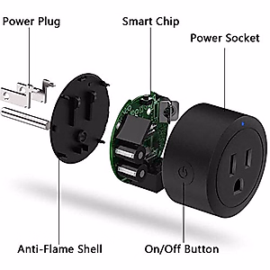 RYRA WiFi Smart Socket, 10A Smart Plug Compatible with Alexa and Google Home, Remote Control with Timer Function, Voice Control Outlet