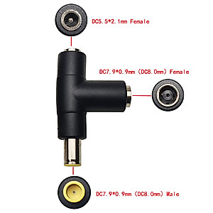 JINKAIMING DC 8mm Power Adapter 90 Degree Angle Y Splitter Converter DC 7909 Female to Male to DC 5521 Female Branch Connector for Solar Panel Generator Portable Power Station 2PCS