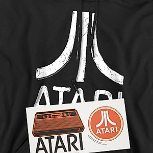 Popfunk Atari Video Game Console Retro Logo Pullover Hoodie Sweatshirt & Stickers, Black (XX-Large)