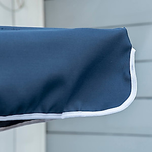 Outsunny 3-Person Patio Porch Swing with Adjustable Canopy for Adults, Steel Frame, Seat & Backrest Cushion, Armrests, Dark Blue & White Striped