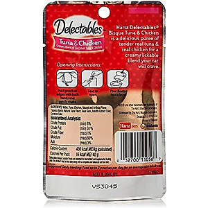 Delectables Stew Senior 15+ Chicken & Tuna Lickable Cat Treat Bisque Senior 15 Years+ Lickable Wet Cat Treats. Two Flavors, 3 Pouches of Each Flavor. Variety Pack 6 Count Total